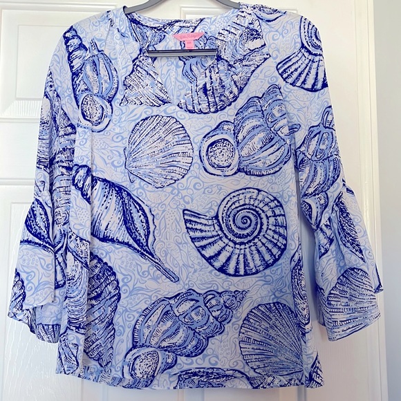 Lilly Pulitzer | Tops | Lilly Pulitzer Matilda Elsa Size Silk Top Blue ...